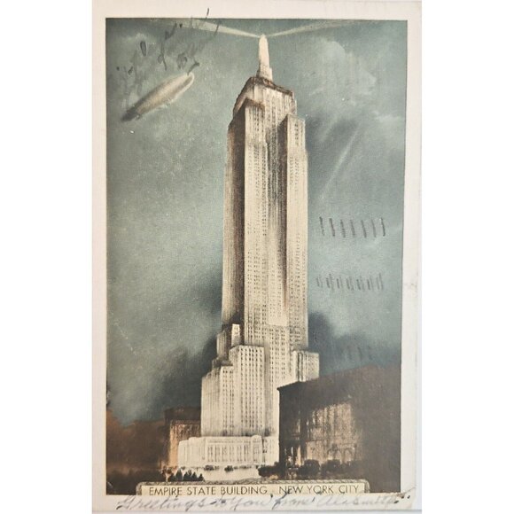 Office | 1934 Empire State Building Postcard Madison Sq Stn ...